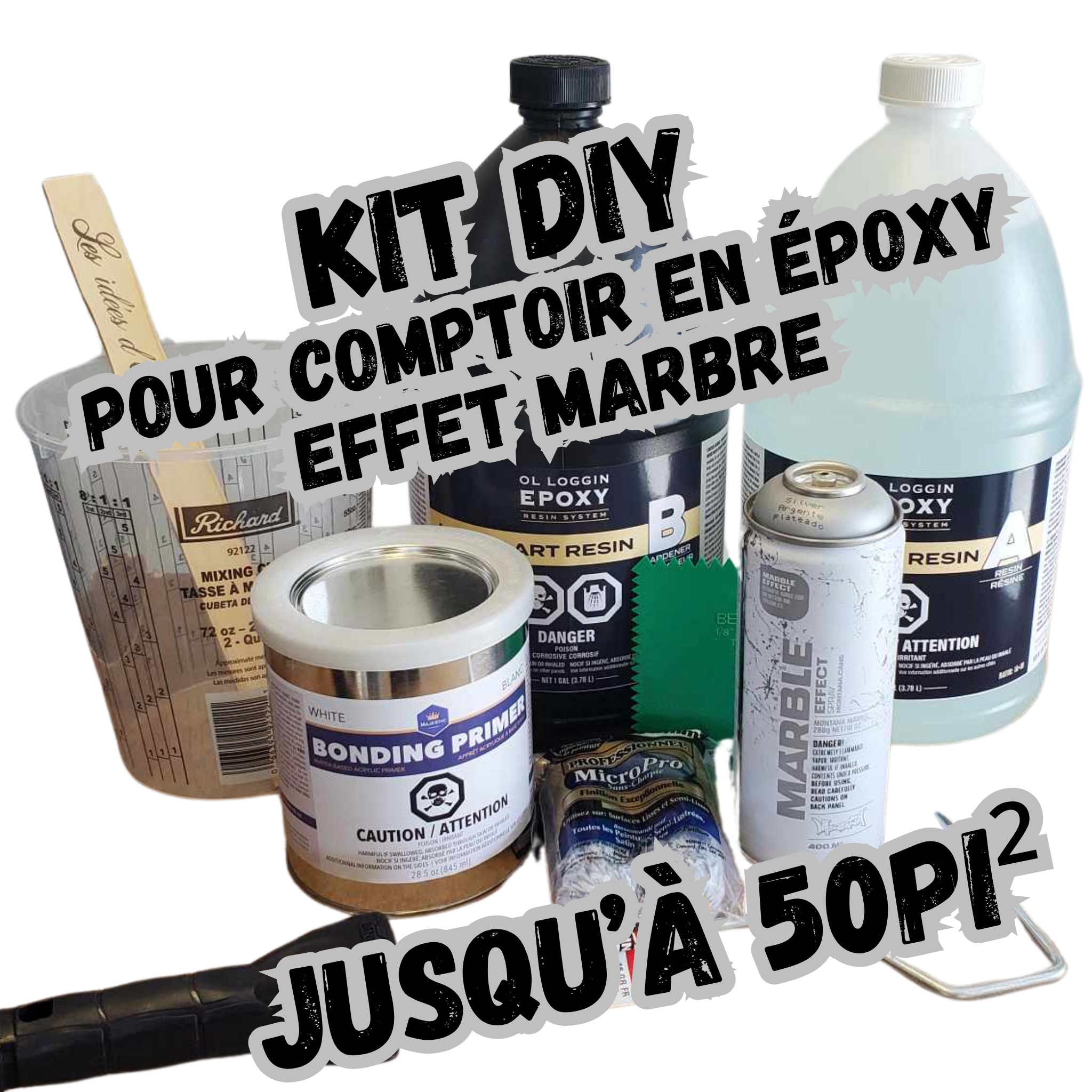 Ensemble DIY pour Comptoir en Époxy Effet Marbre (Couverture jusqu'à 5 ...